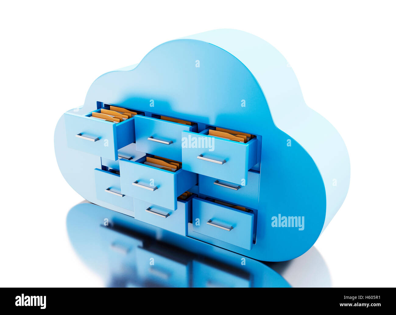 3d renderer image. File storage in cloud. Cloud computing concept ...