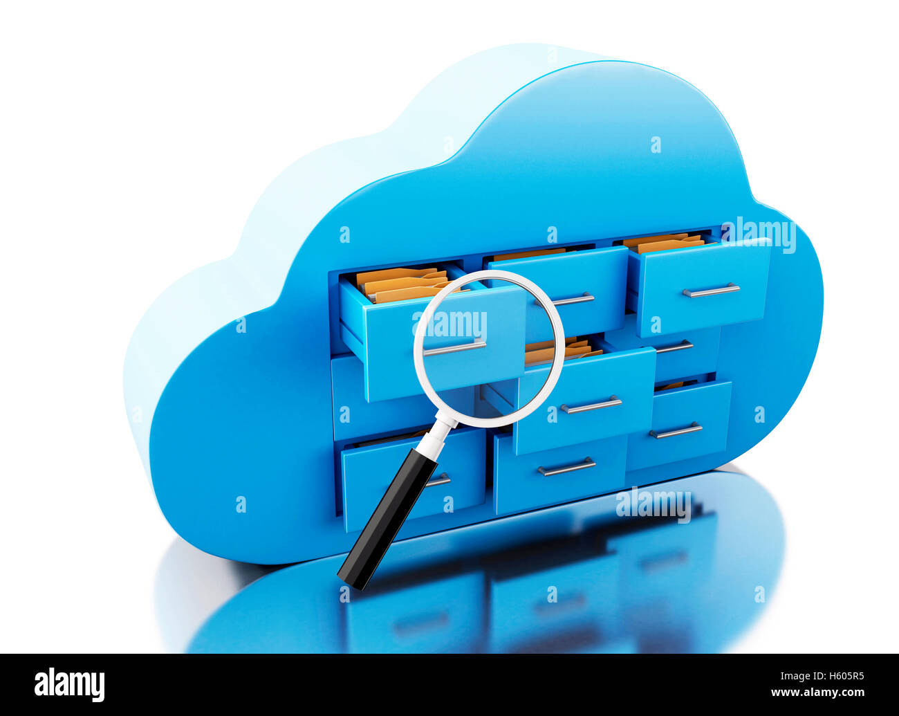 3d renderer image. File storage in cloud. Cloud computing concept ...