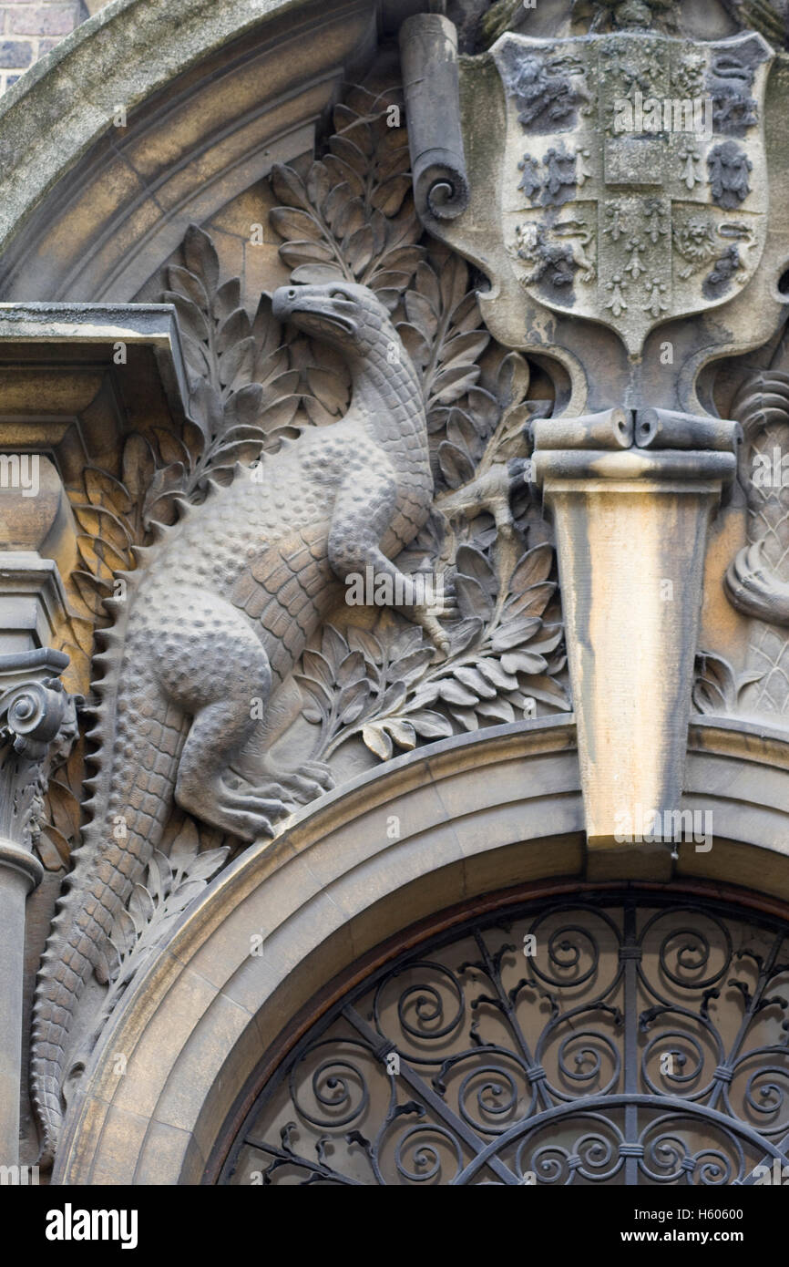 Decorative Lizard like creature, Stone sculpture Stock Photo - Alamy