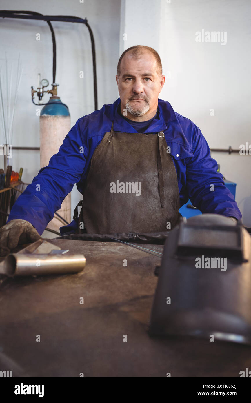 Portrait of welder in workshop Stock Photo - Alamy