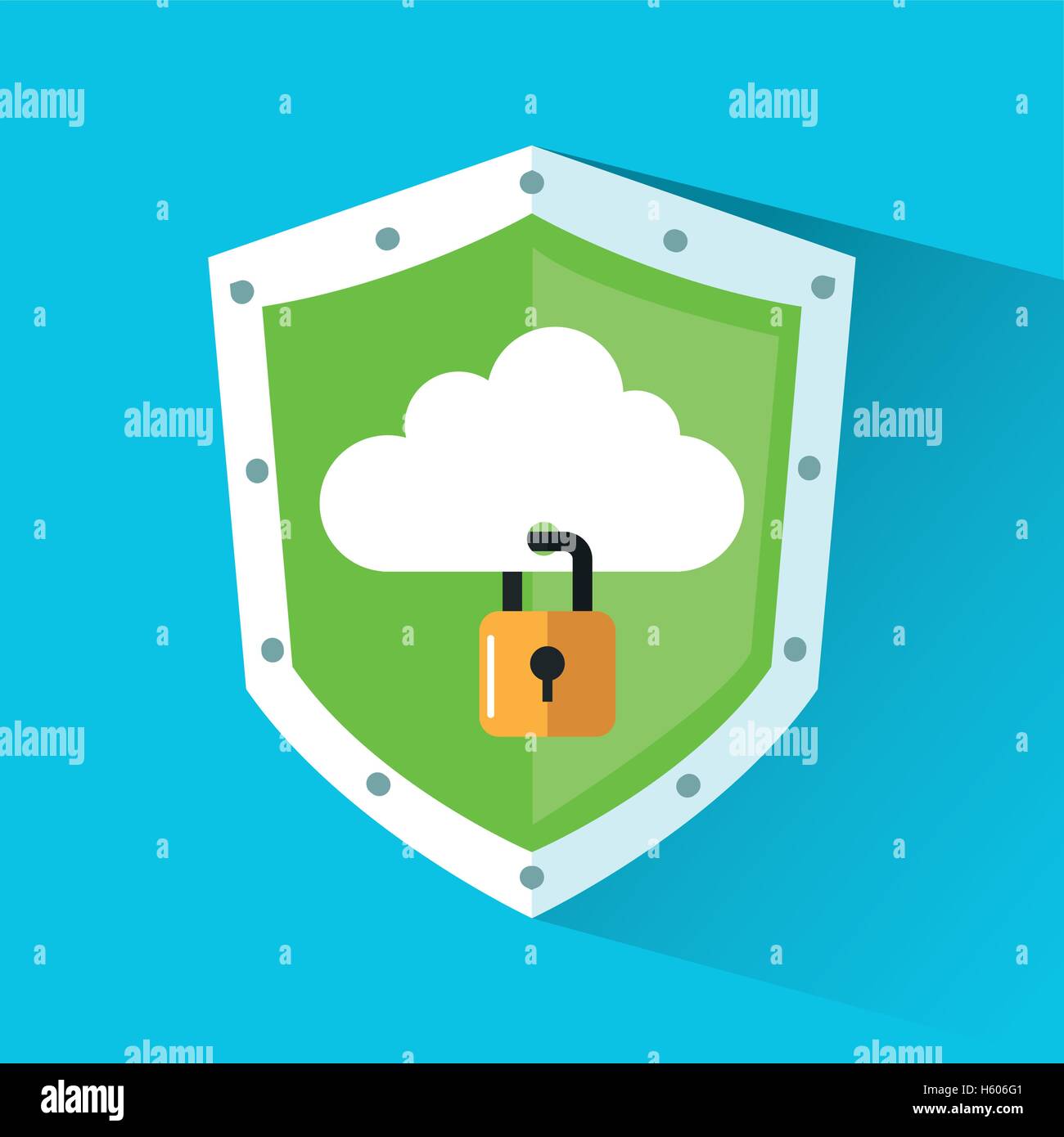 Padlock and cloud inside shield design Stock Vector Image & Art - Alamy