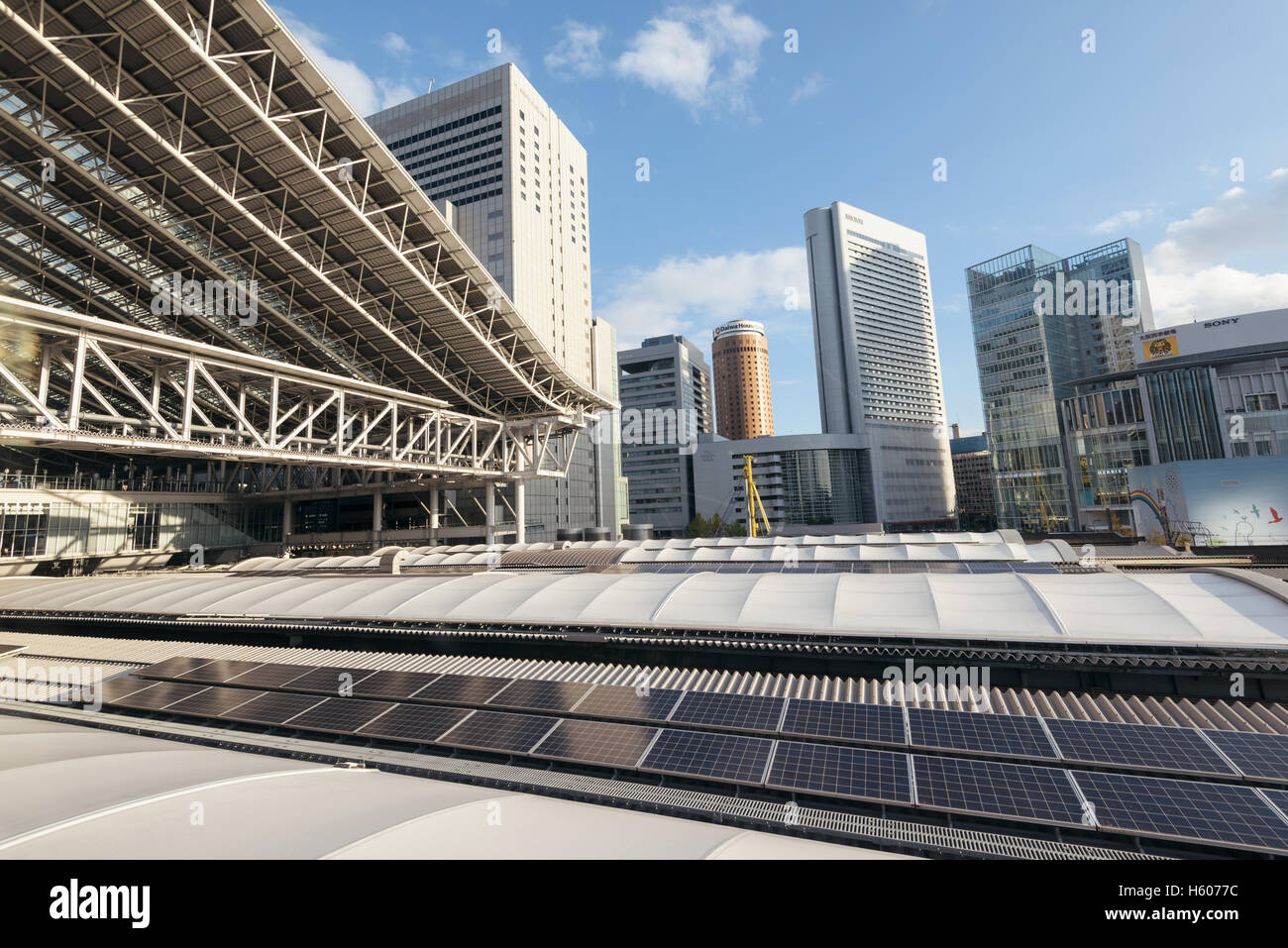 Osaka, Japan - December 1, 2015:Solar power panels at the Osaka Station ...