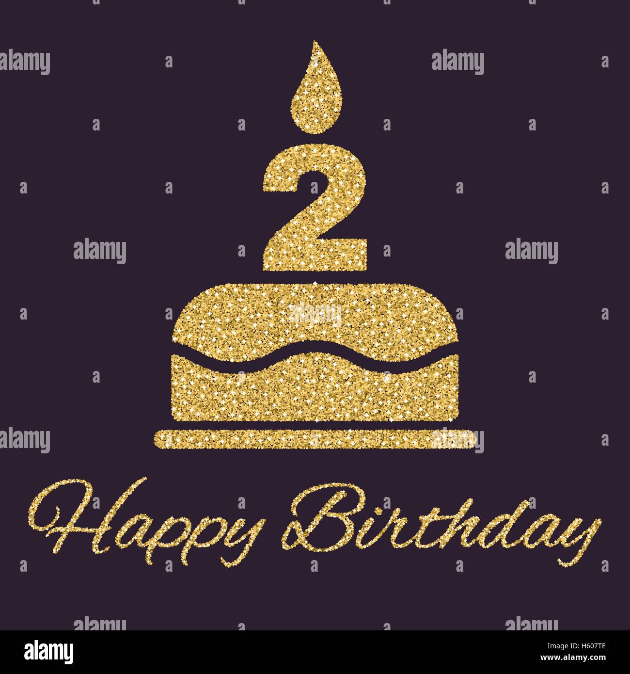 The birthday cake with candles in the form of number 2. Birthday symbol ...