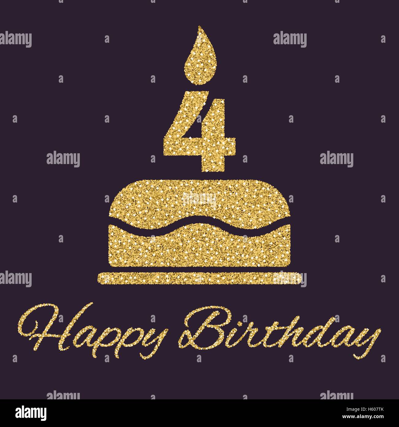 The birthday cake with candles in the form of number 4. Birthday symbol ...