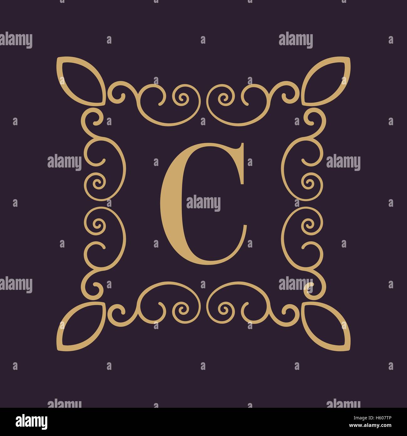 Monogram letter C. Calligraphic ornament. Gold. Retro, Business and ...