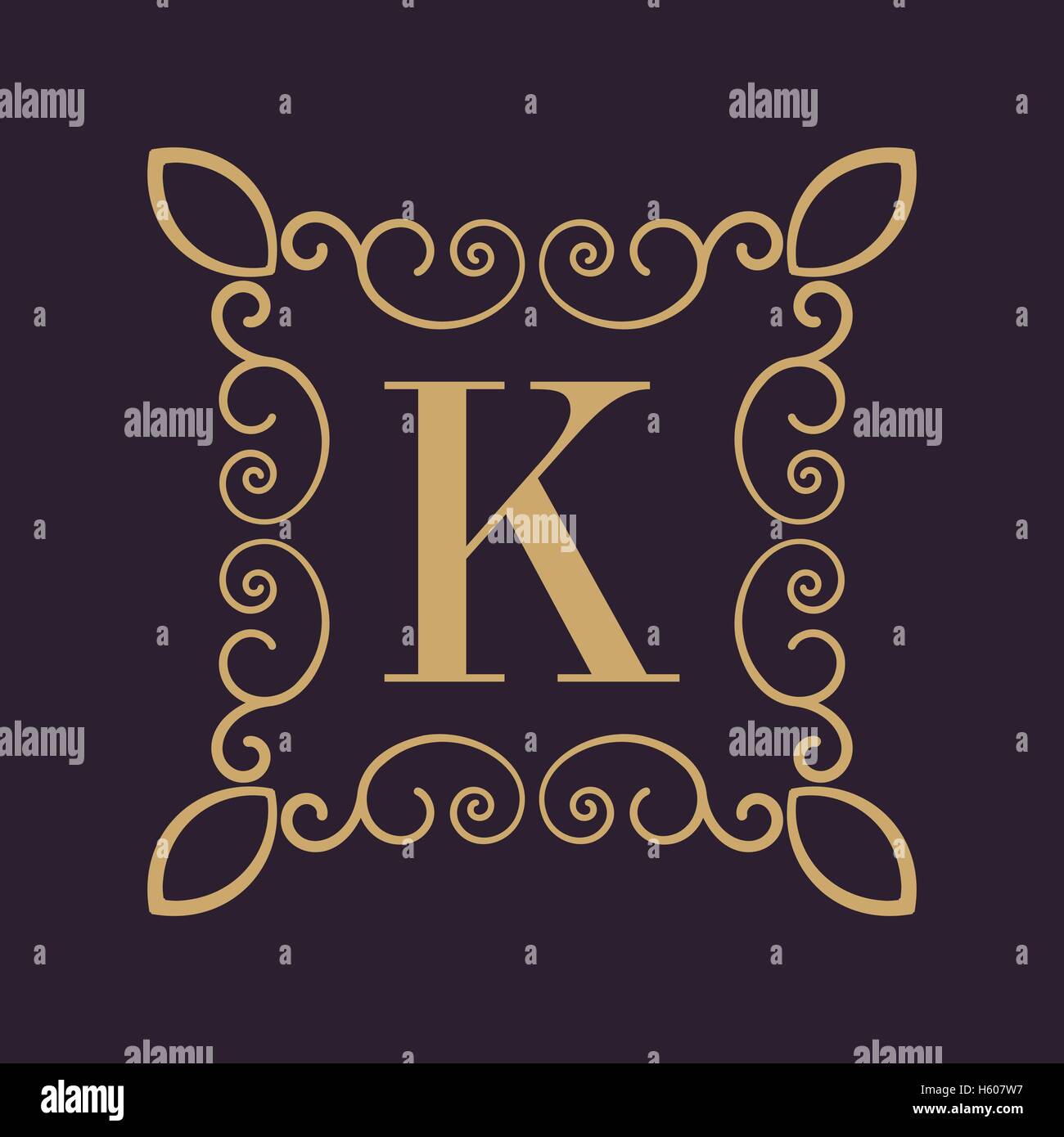 Monogram letter K. Calligraphic ornament. Gold. Retro, Business and ...