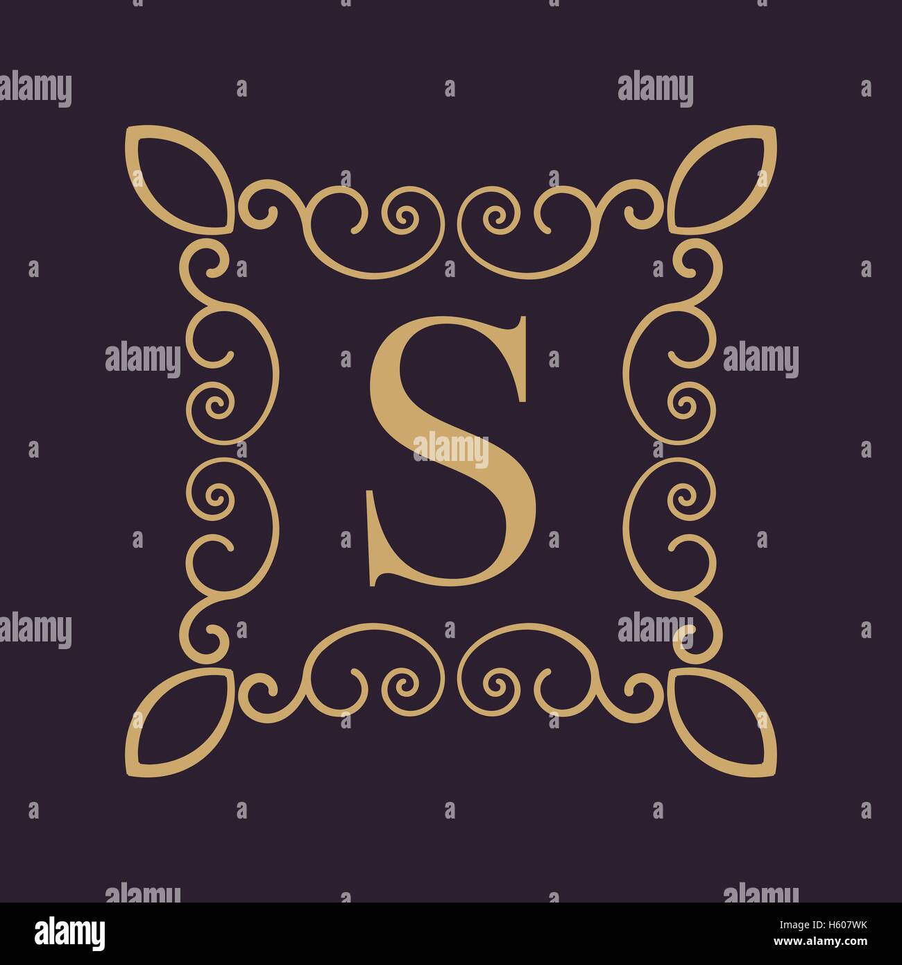 Monogram letter S. Calligraphic ornament. Gold. Retro, Business and ...