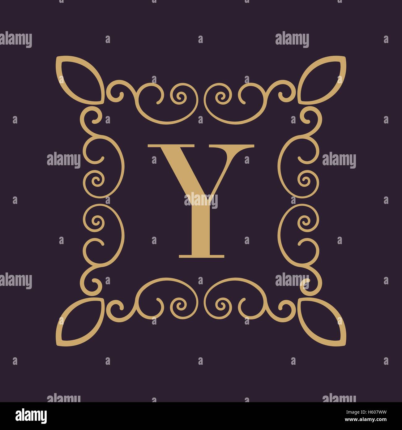 Monogram letter Y. Calligraphic ornament. Gold. Retro, Business and ...