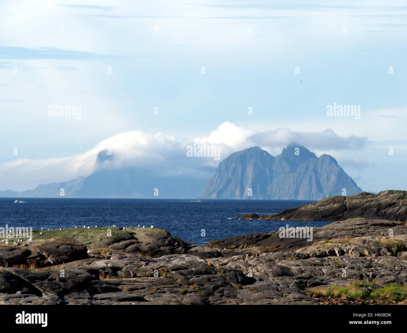Cliffs in cloud at Lofoten Norway Stock Photo - Alamy