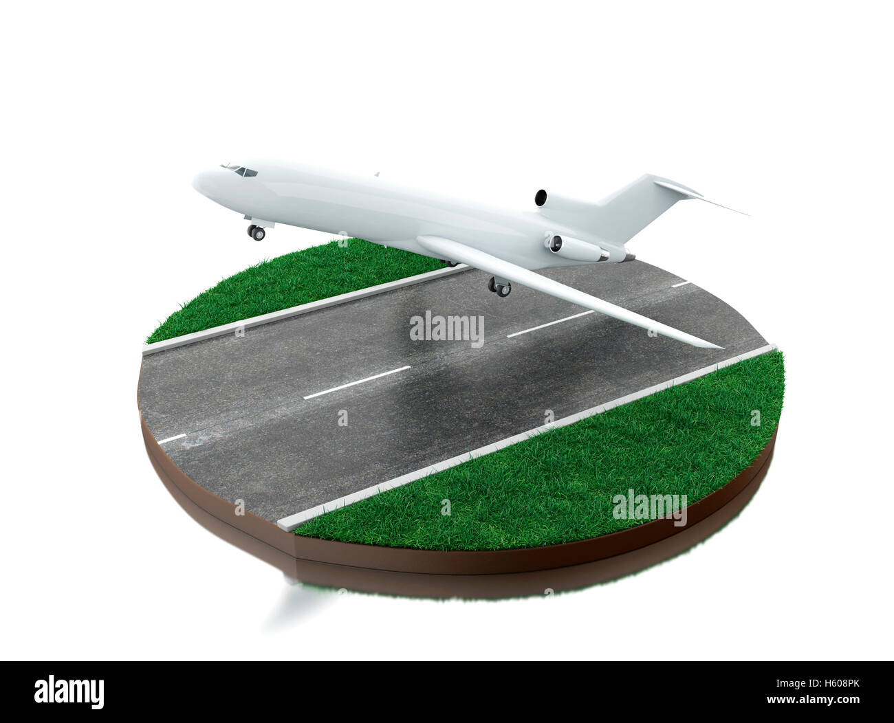 3d renderer image. Airplane taking off. Travel concept. Isolated white ...