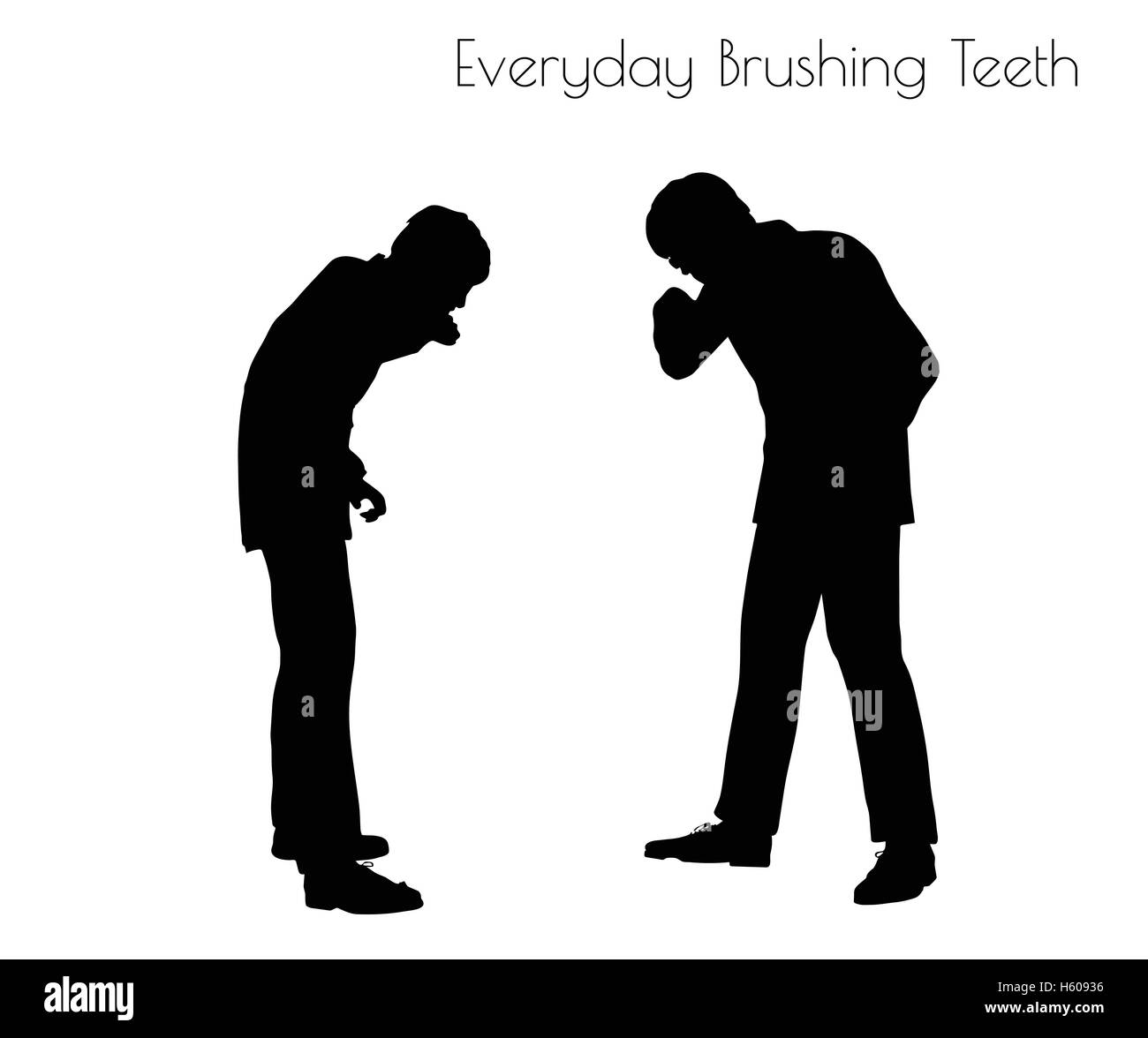 EPS 10 vector illustration of man in Everyday Brushing Teeth pose on ...