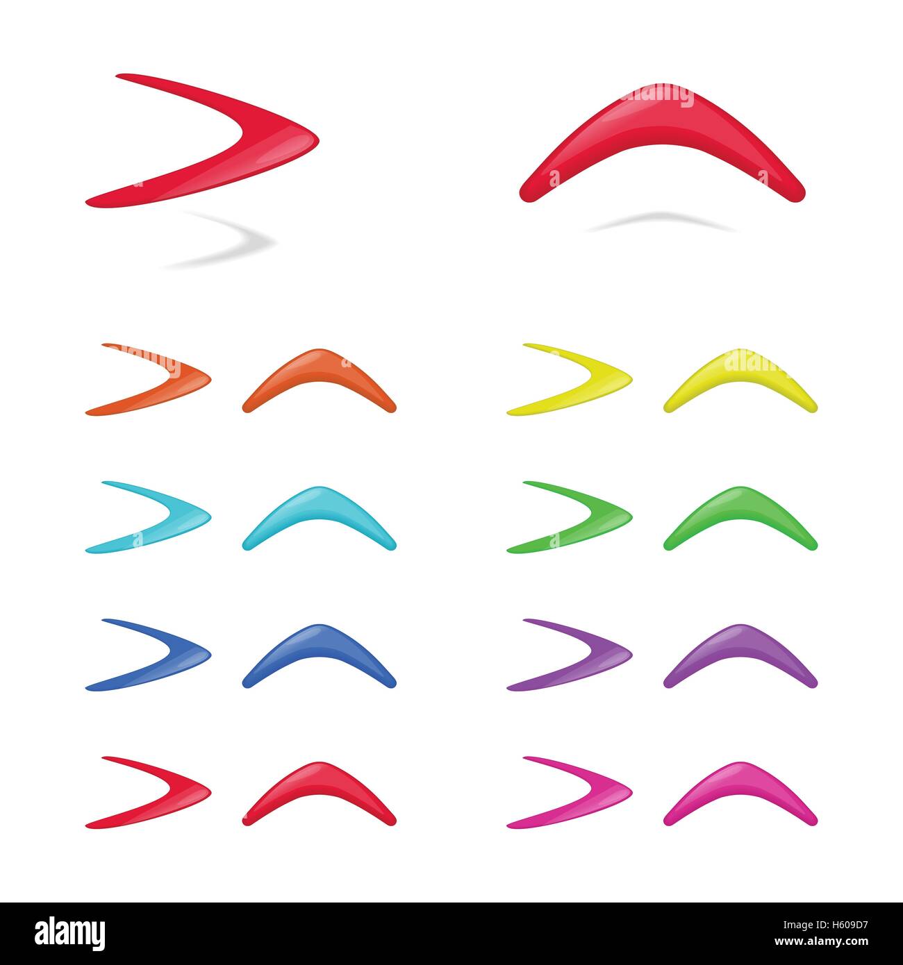 Different colors boomerangs. Vector illustration Stock Vector Image ...
