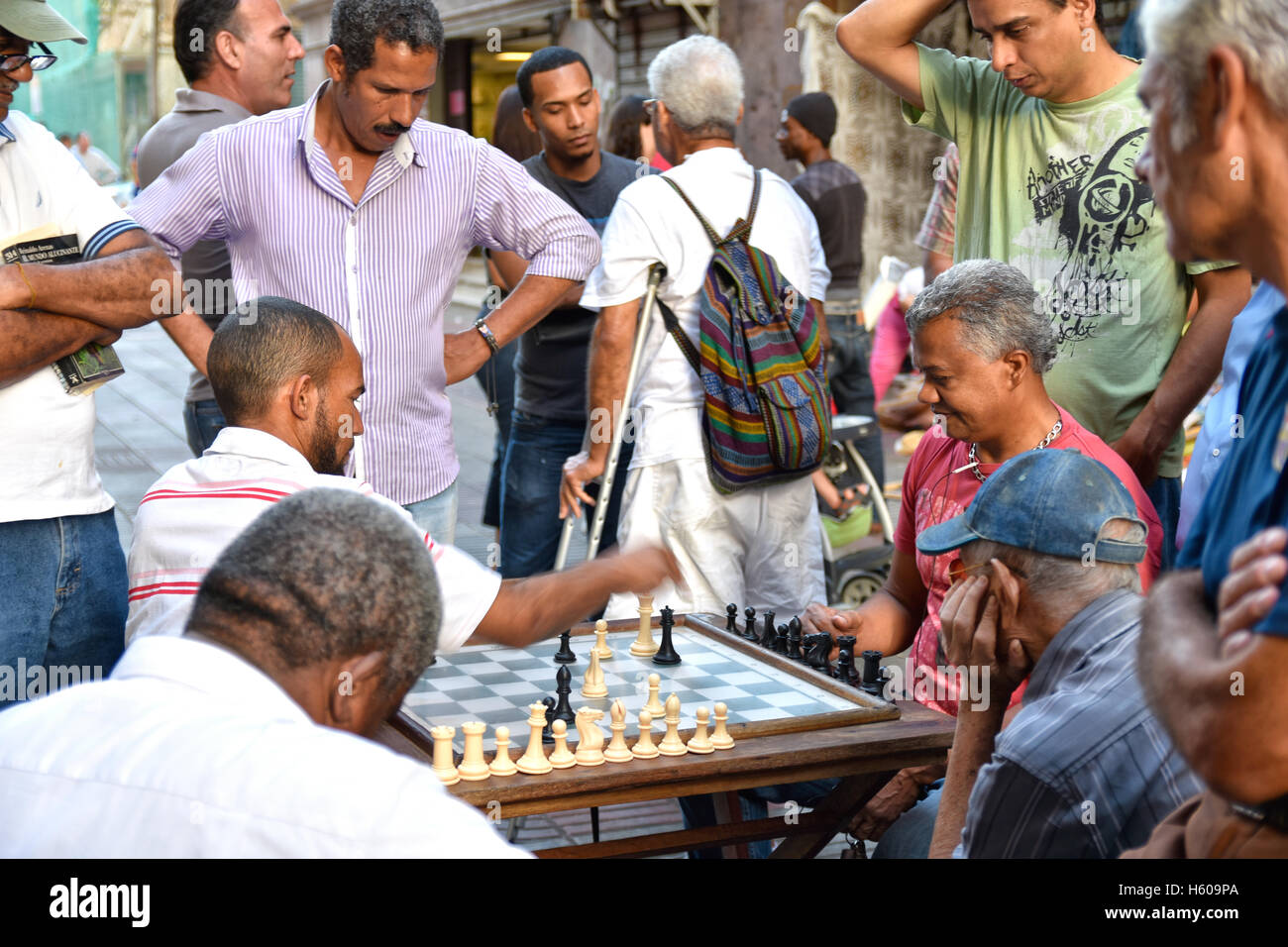 Santo Domingo, Dominican Republic. Men playing chess in Conde Street ...