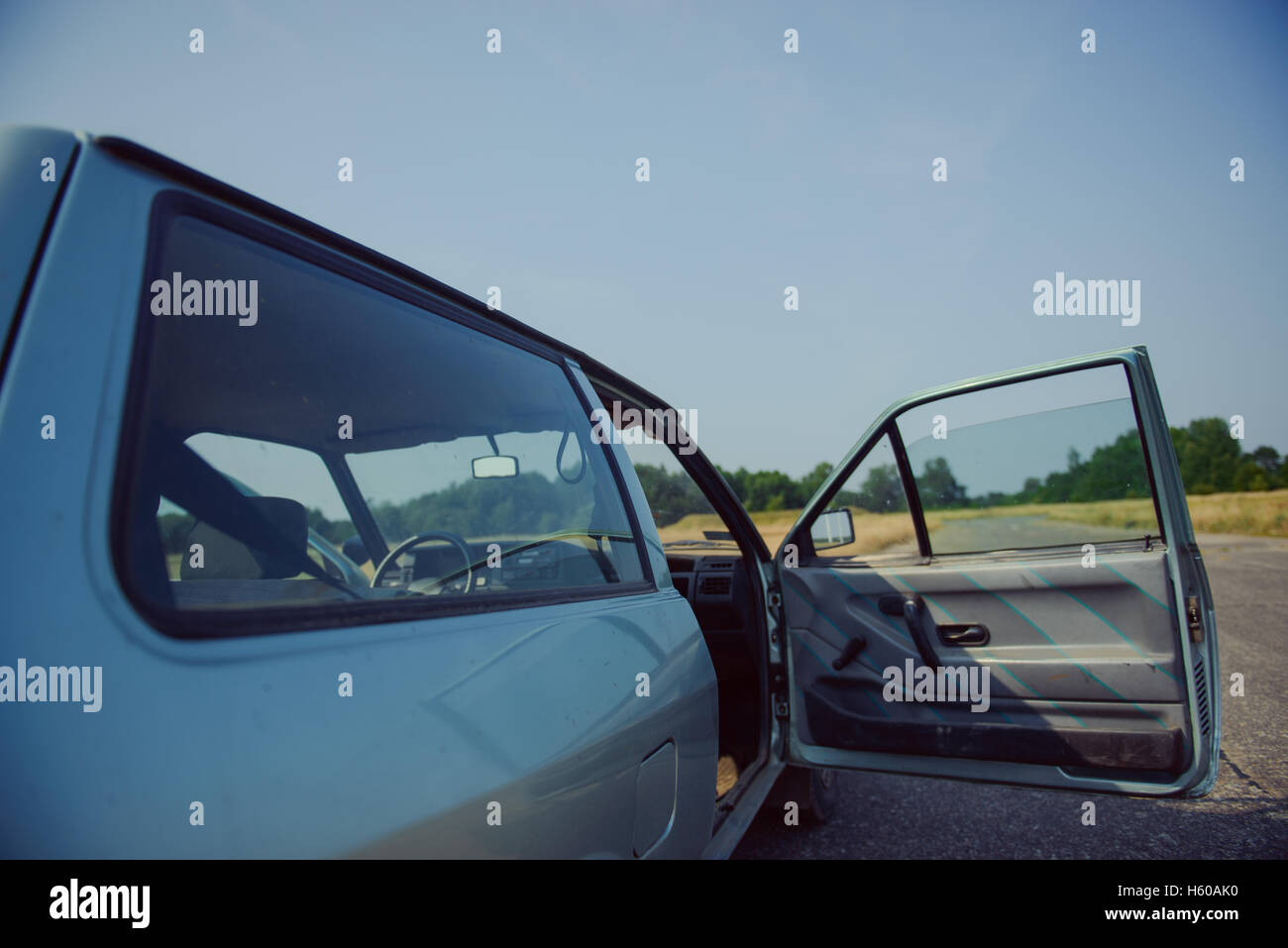 vintage transport retro car with open doors Stock Photo - Alamy