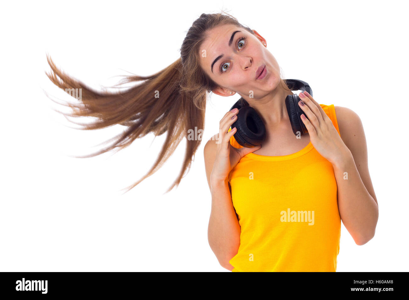 Young woman in headphones Stock Photo - Alamy