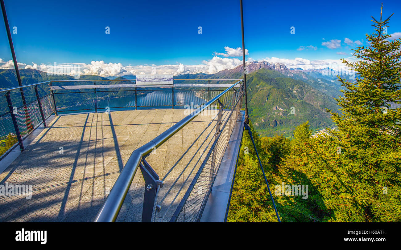 Viewpoint to Locarno city and Lago Maggiore from Cardada mountain ...