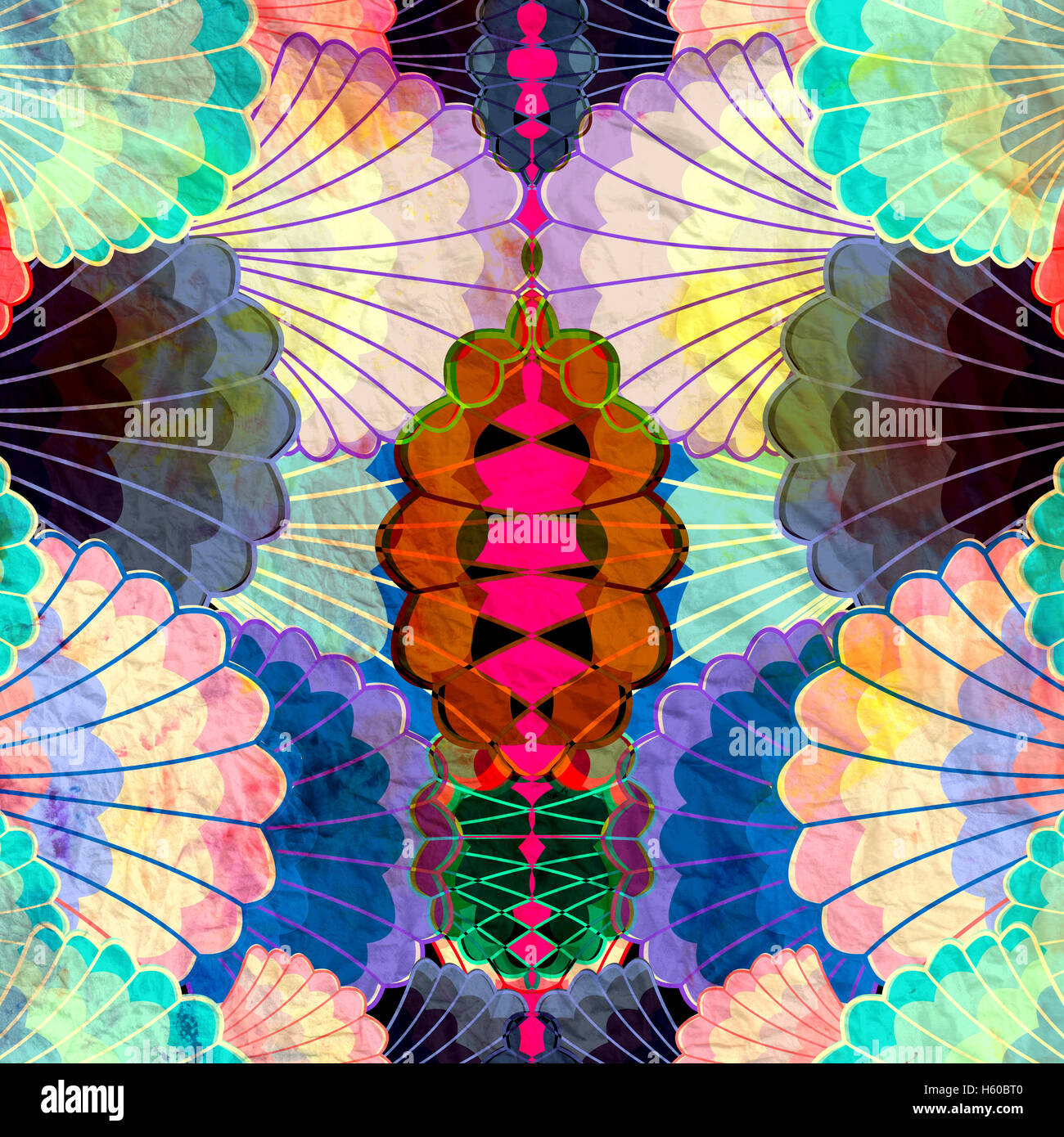 Watercolor multicolored abstract fantastic patterns on a dark ...