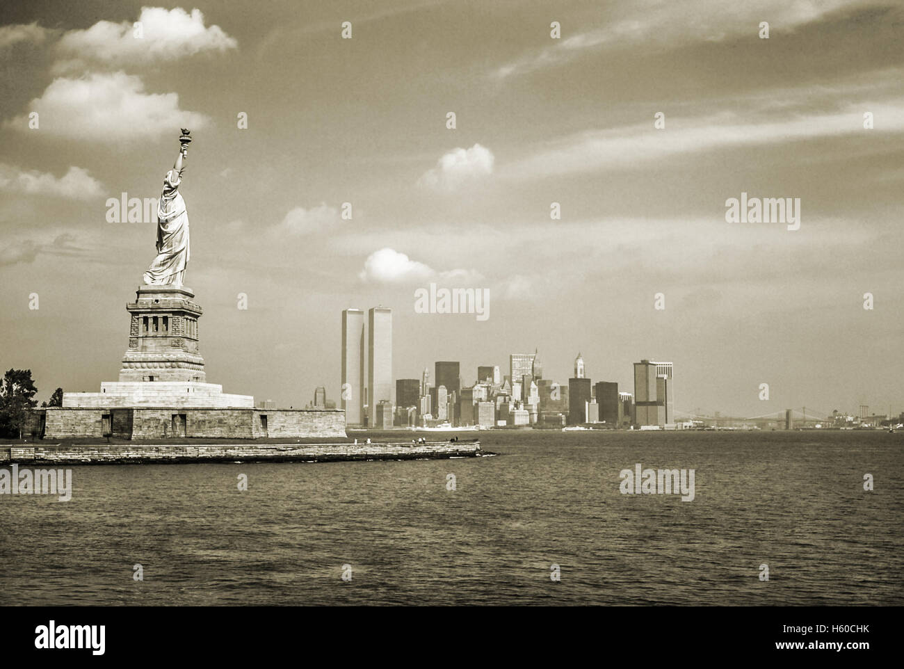 NYC Skyline Vintage Style Stock Photo - Alamy