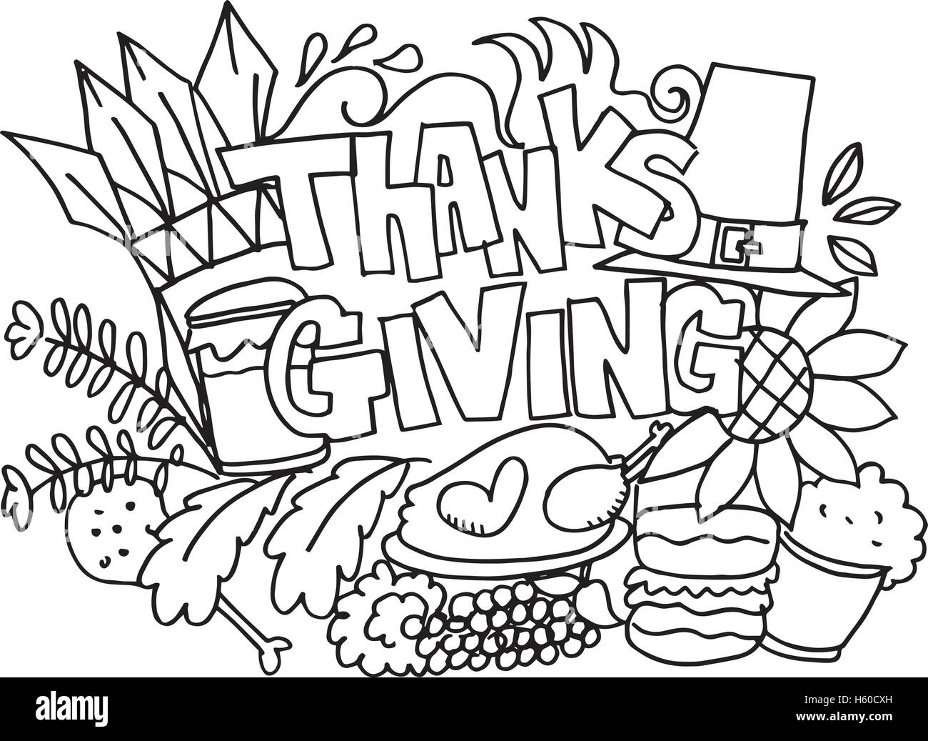 Thanksgiving doodle art hand draw Stock Vector Image & Art - Alamy