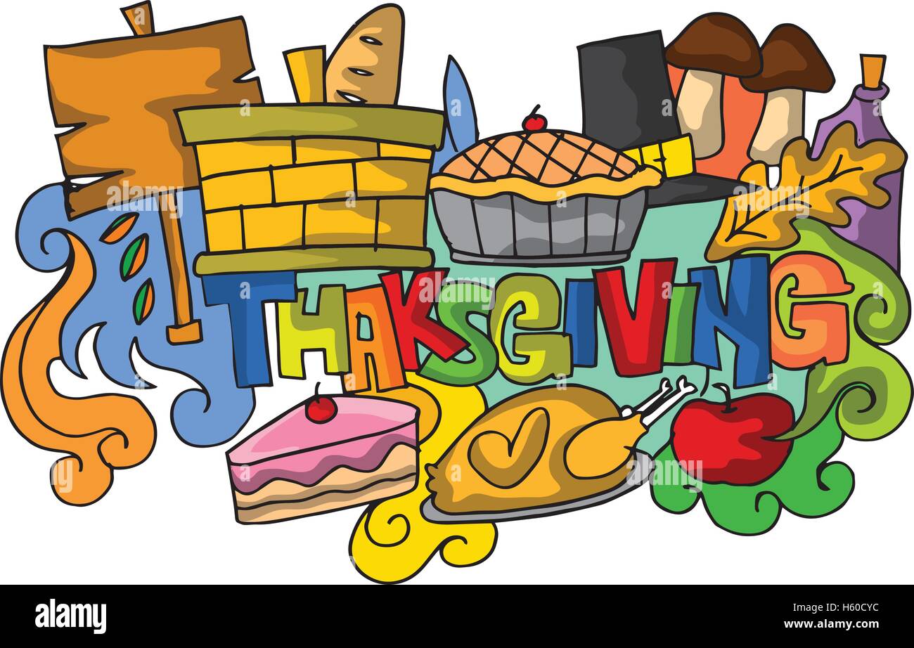Thanksgiving doodle art colorful stock Stock Vector Image & Art - Alamy