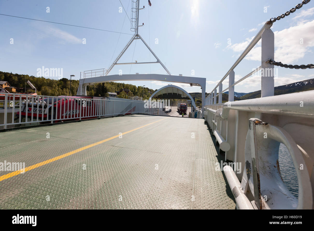 Bognes ferry terminal for the short trip to Skarberget and Narvik. Mix ...