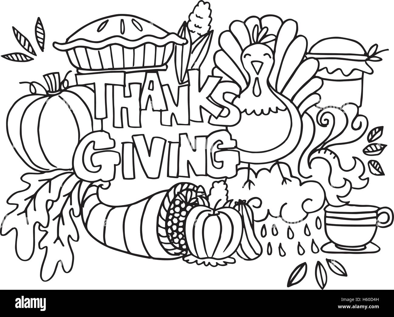 Doodle art happy thanksgiving element Stock Vector Image & Art - Alamy
