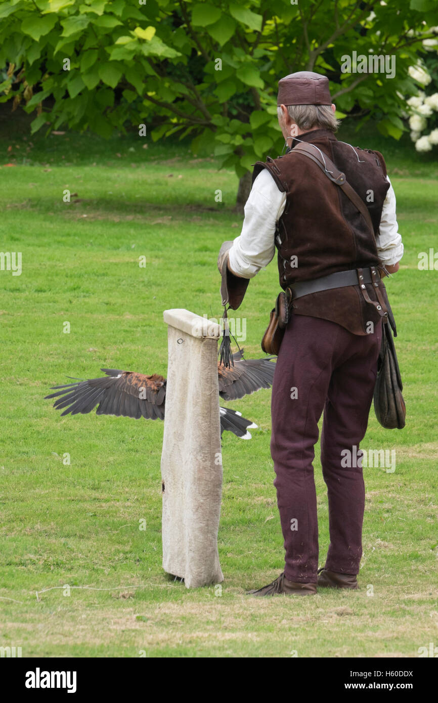 Falconry demonstration at Berkeley Castle in Gloucestershire,England ...