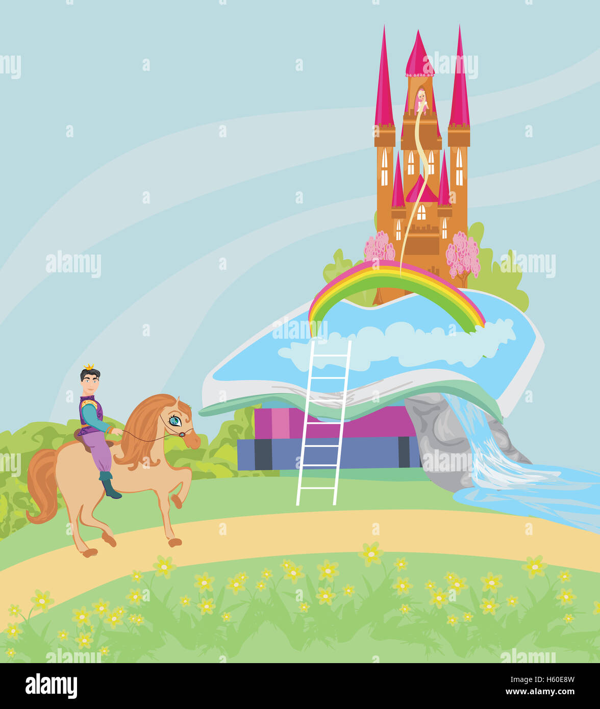 Open book - Prince riding a horse Stock Photo - Alamy