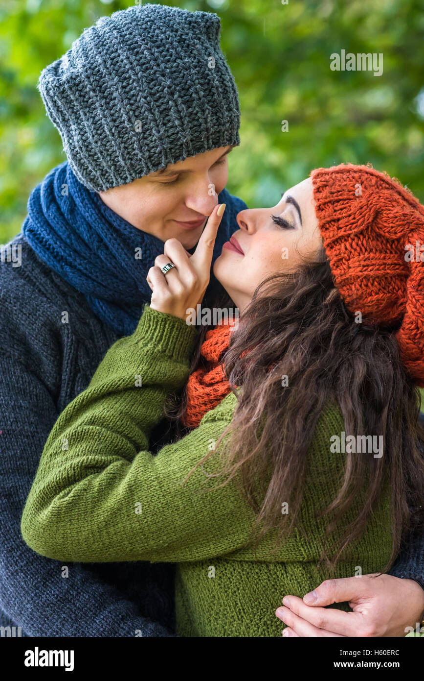 Romantic happy couple at fall Stock Photo - Alamy