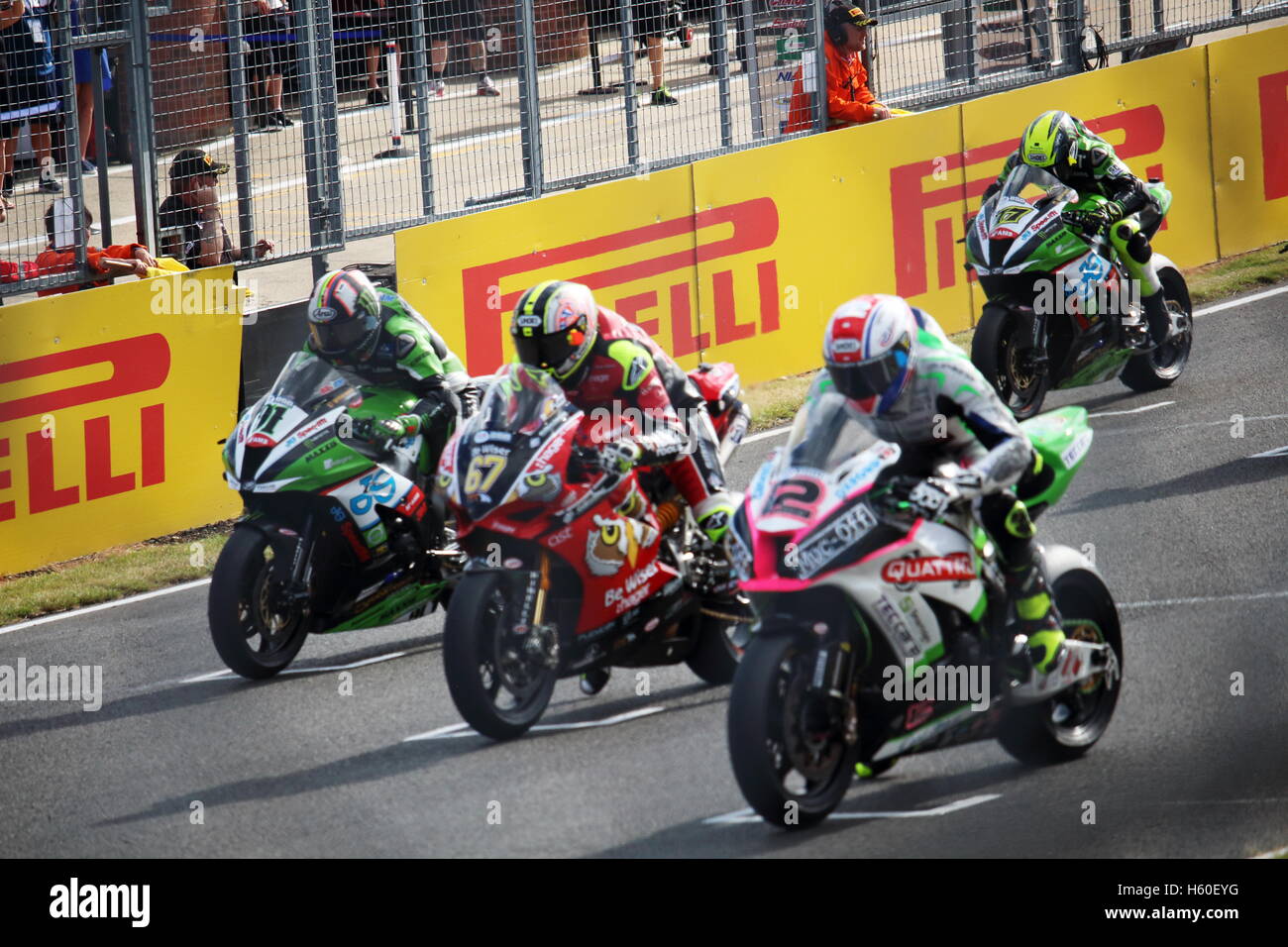 British superbikes at brands hatch. race 2 start, August 7th 2016 Stock ...