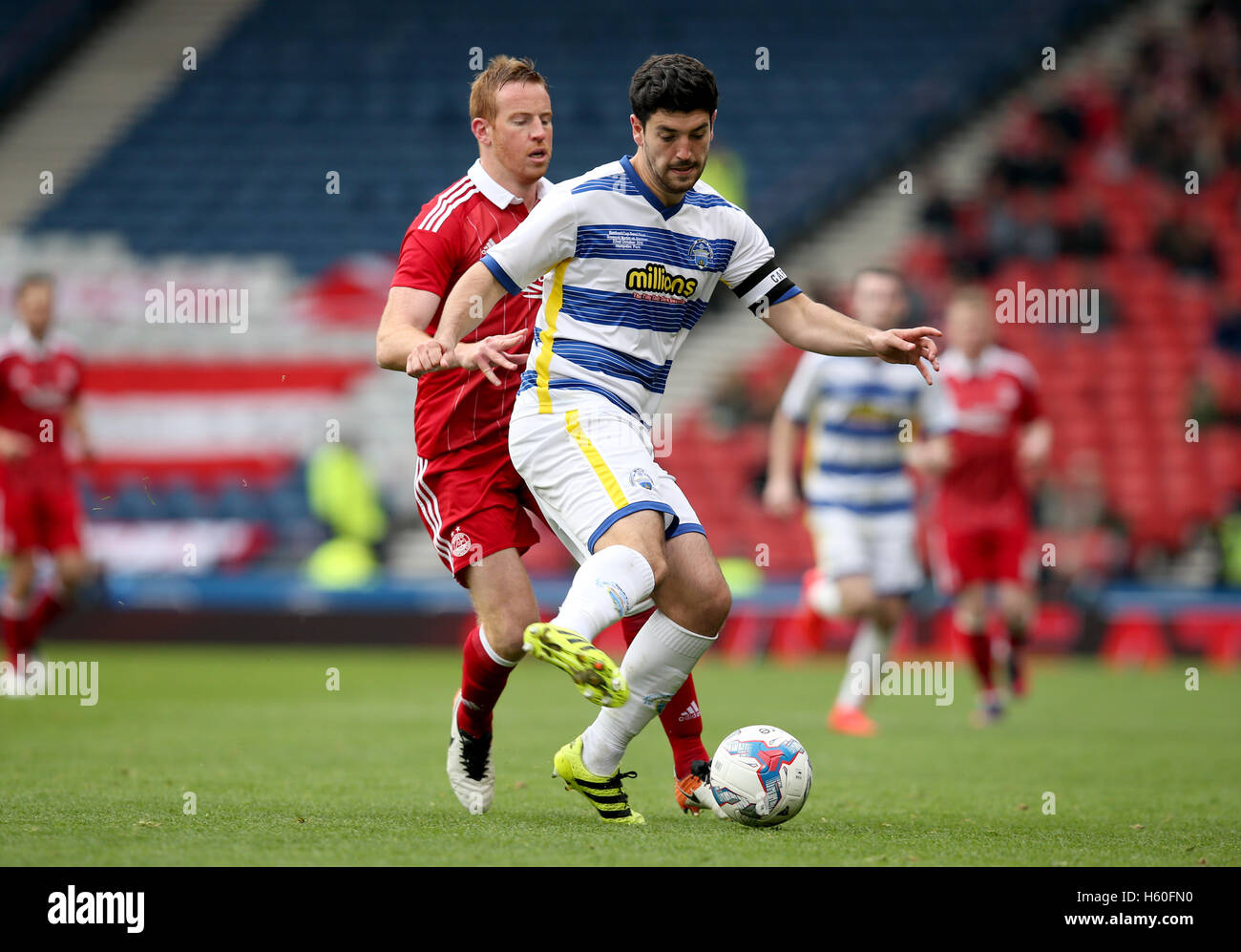 Greenock Morton's Thomas O'Ware and Aberdeen's Adam Rooney (left ...