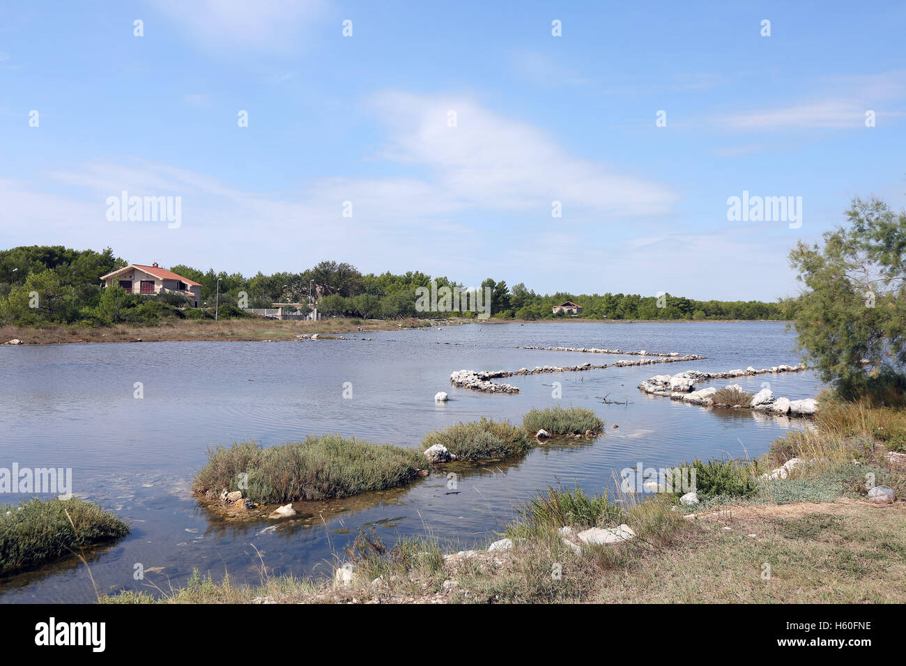 Mala Solina, a lake on Croatia's Zablace peninsula where a hotel and ...