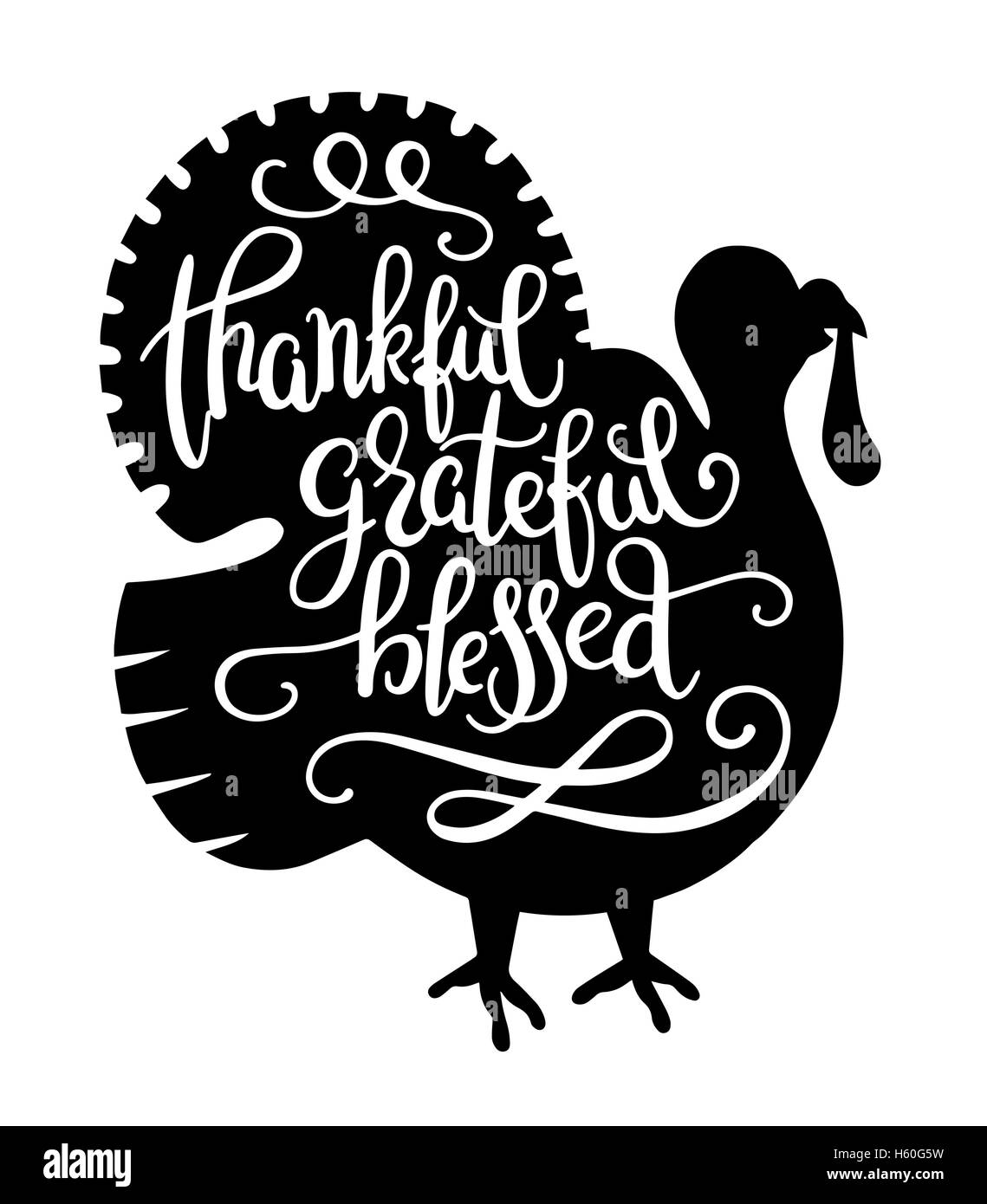 black and white handwritten inscription lettering thankful grate Stock ...