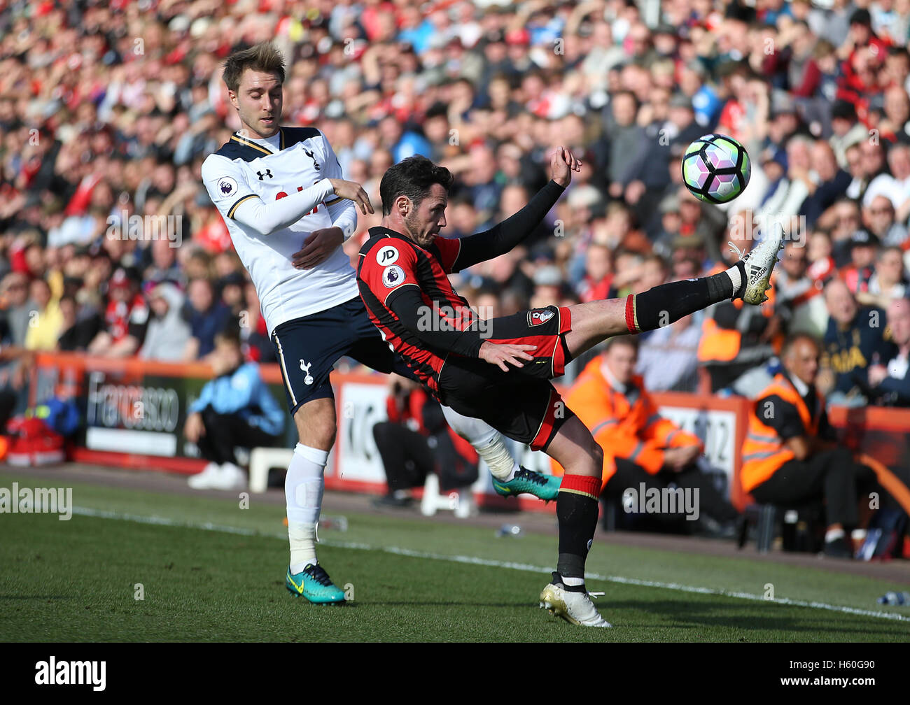 Tottenham Hotspur's Christian Eriksen (left) and AFC Bournemouth's Adam ...