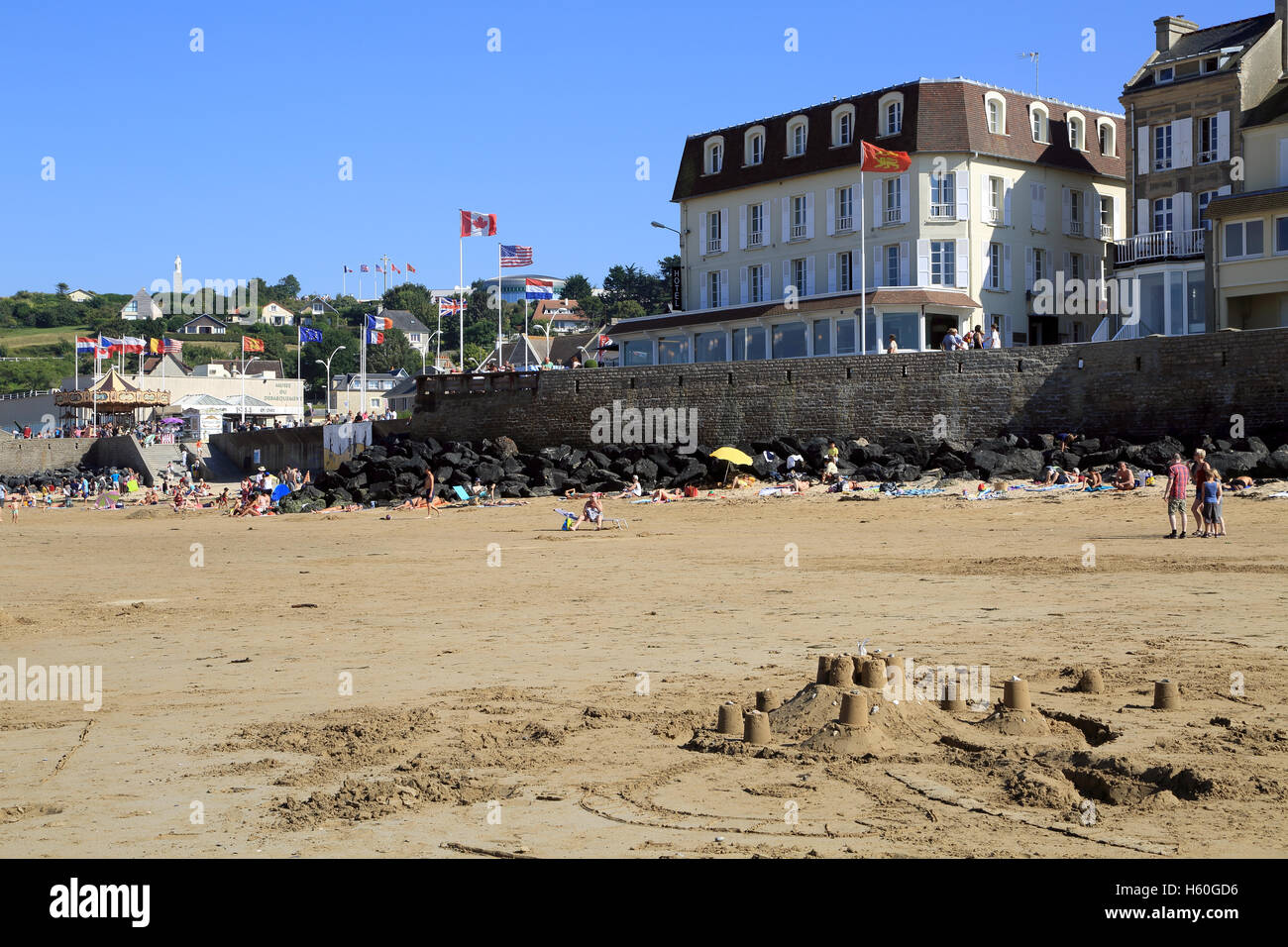 Beach and beach side properties at Arromanches les Bains, Calvados ...