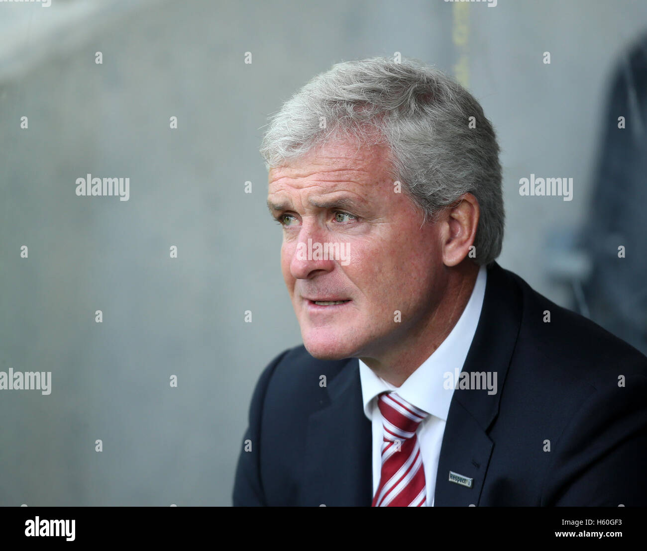 Stoke City manager Mark Hughes during the Premier League match at the ...
