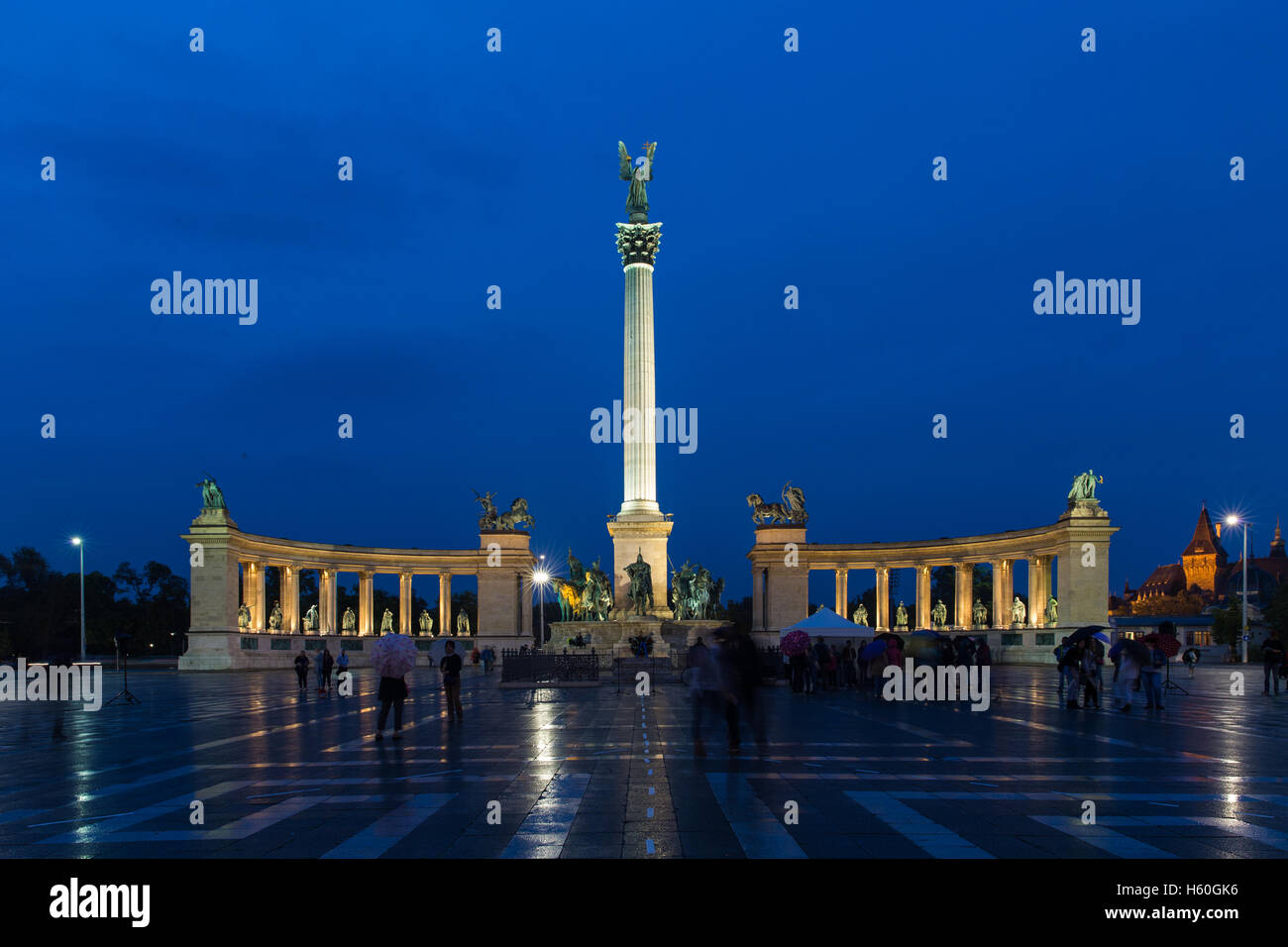 Heroes Square in Budapest. Evening View. One of the major squares in ...