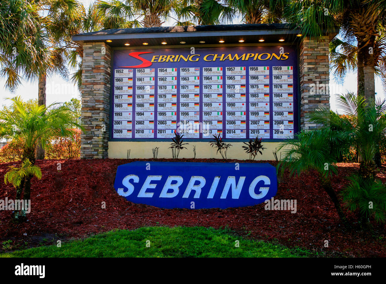 Wall of winners since 1962 at Sebring International Raceway in Florida ...