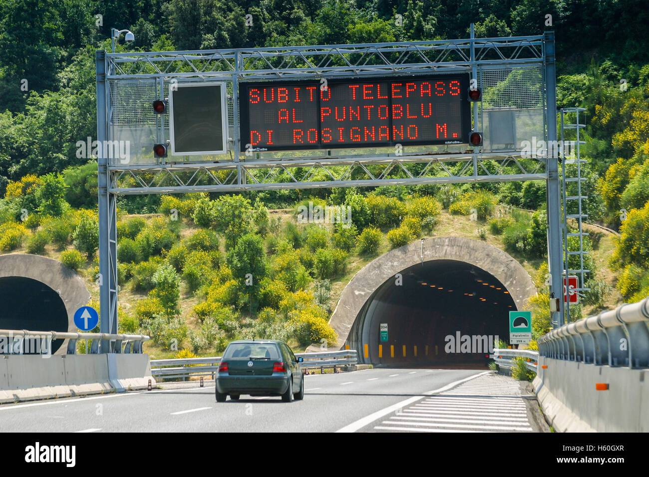 Motorway from Rosignano Solvay to Livorno, Leghorn, Italy, tunnel Stock ...