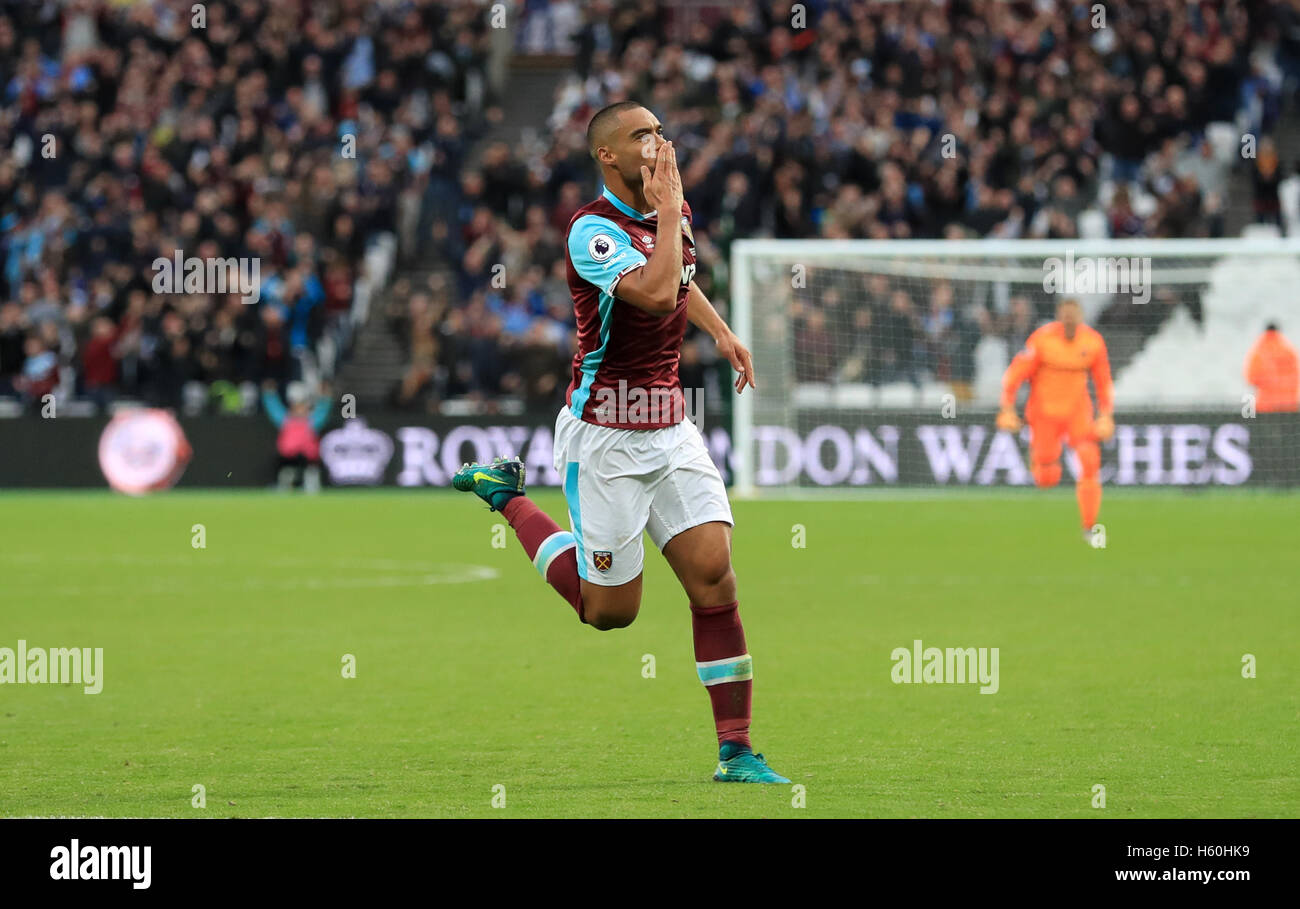 West Ham United's Winston Reid celebrates scoring his teams first goal ...
