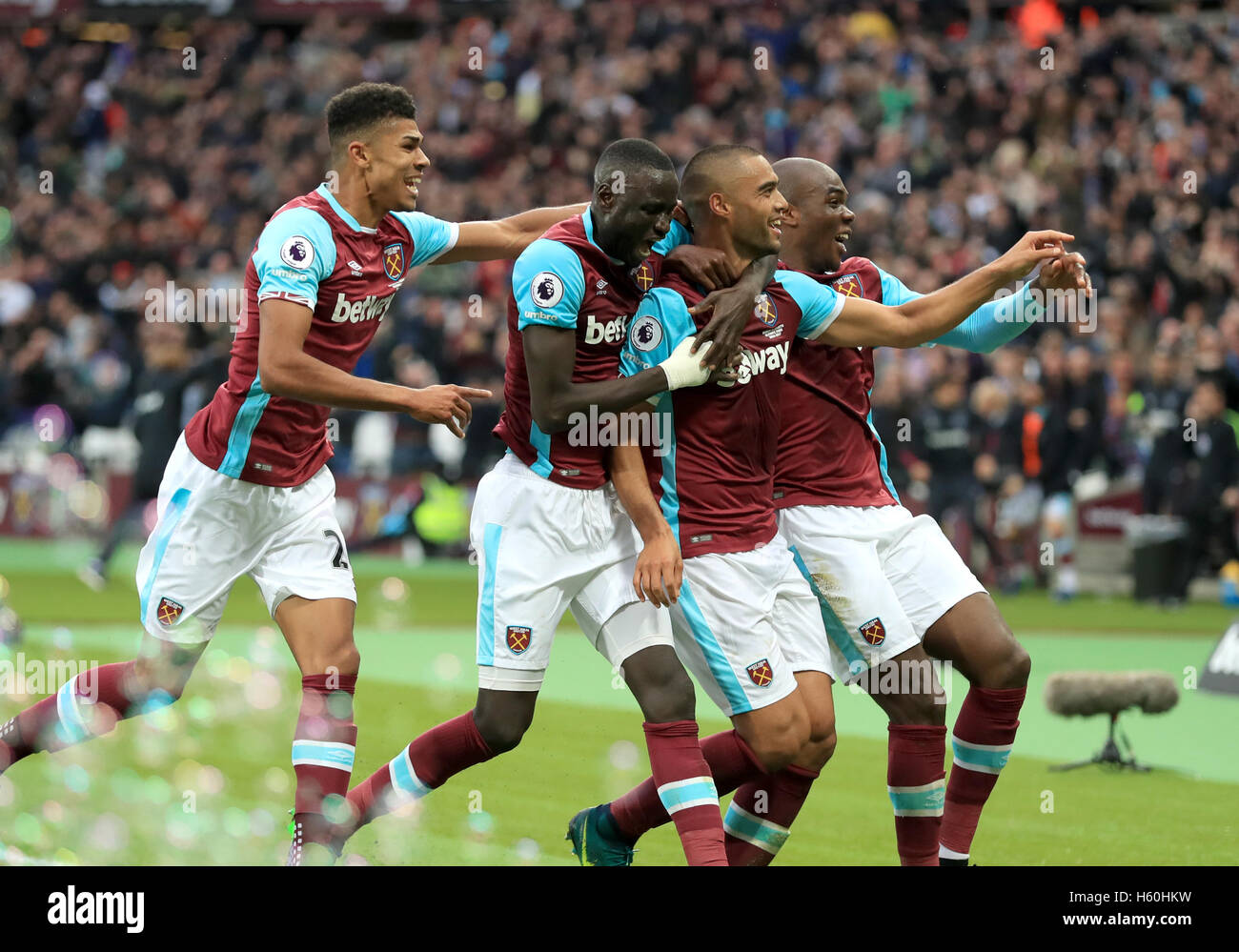 West Ham United's Winston Reid (second right) celebrates with team ...