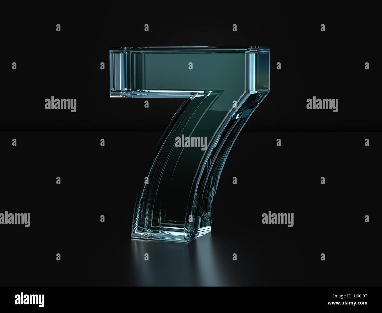 Glass number seven on a black background. 3D illustration Stock Photo ...