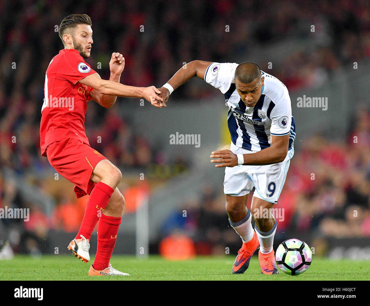 Liverpool's Adam Lallana (left) and West Bromwich Albion's Jose Salomon ...