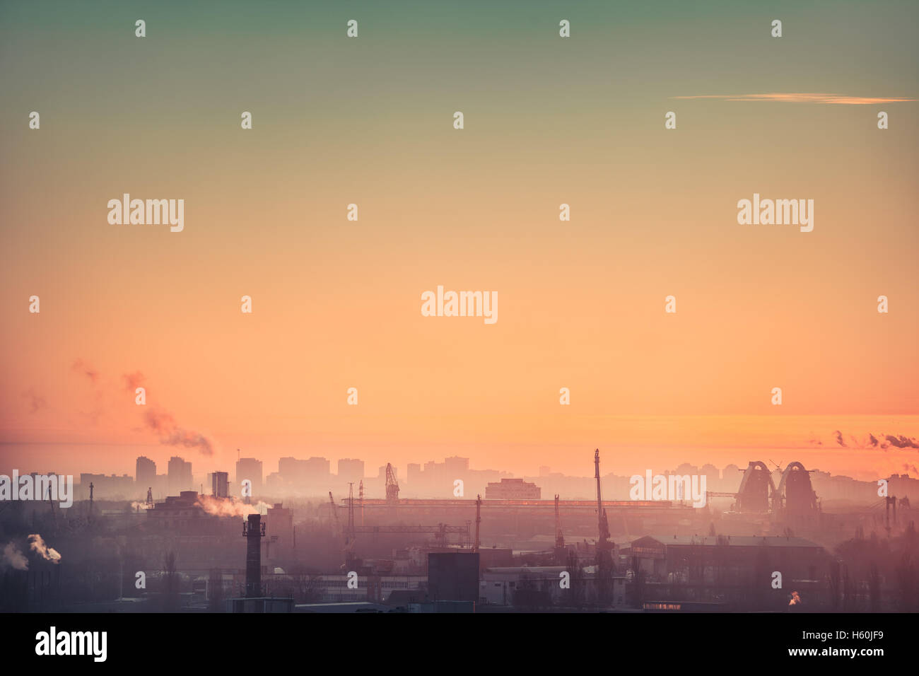 Aerial view of city sunset Stock Photo - Alamy