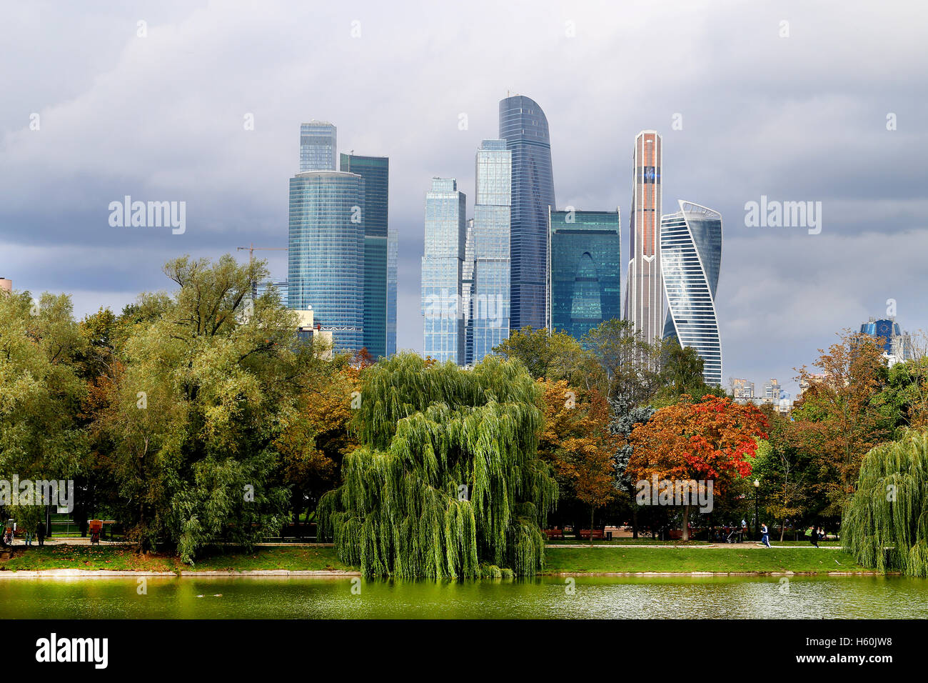 Beautiful buildings skyscraper in Moscow photographed close up Stock ...