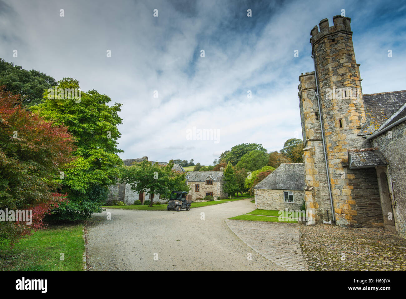 Buckland Abbey gardens at autumn in Devon,UK. British heritage site ...