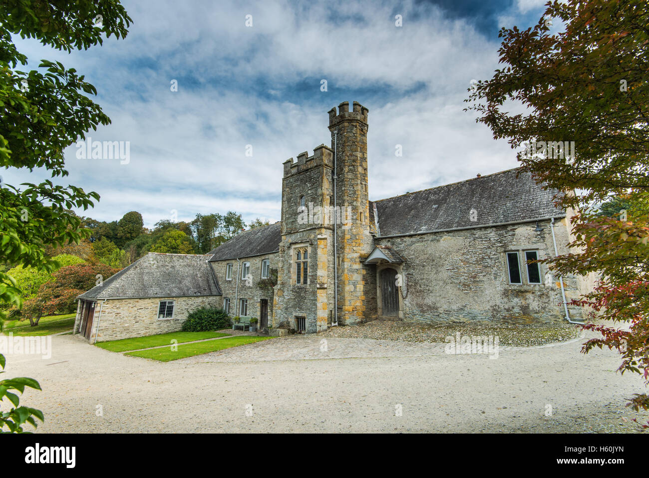 Buckland Abbey gardens at autumn in Devon,UK. British heritage site ...