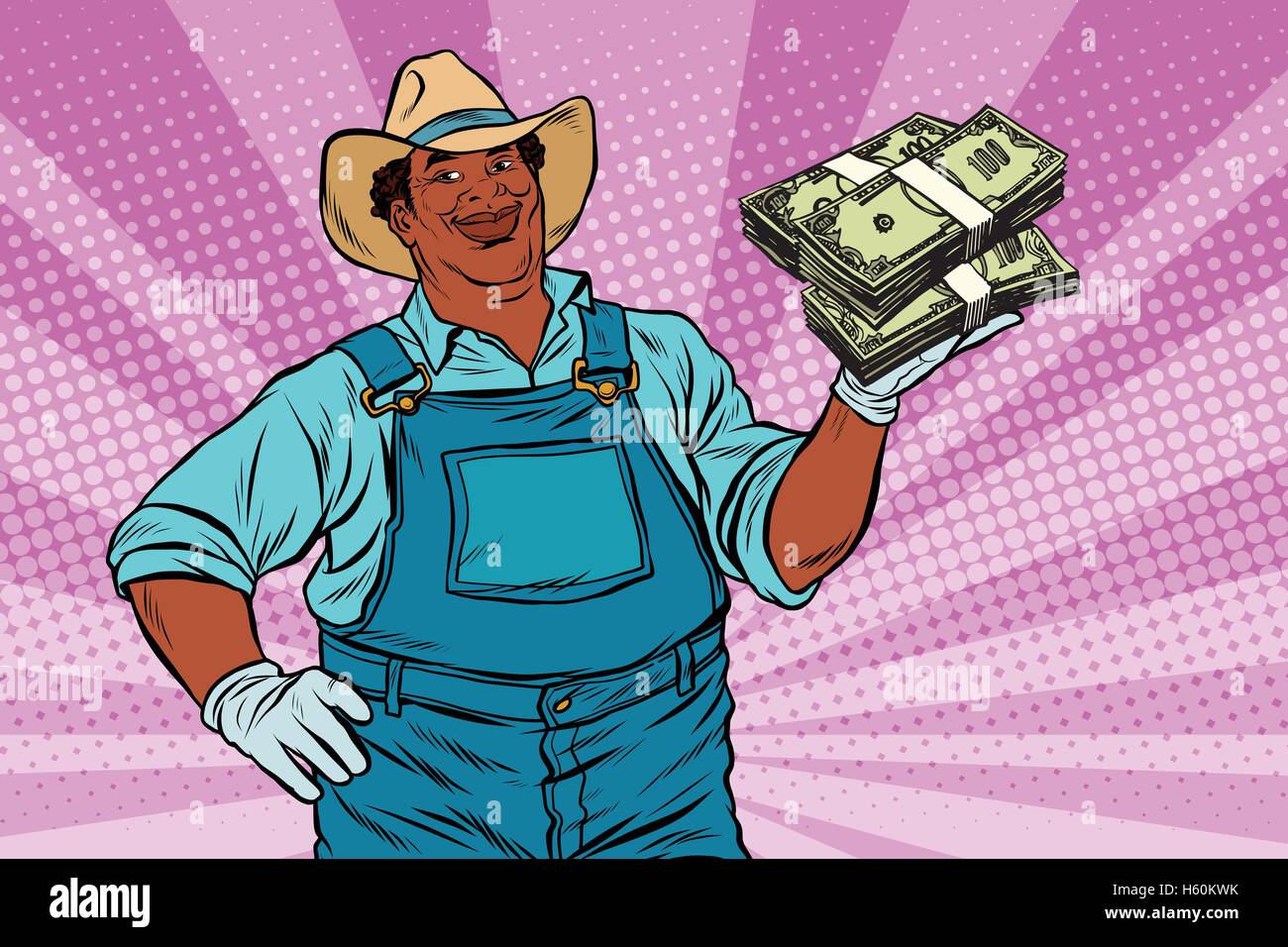 African American farmer with a bundle of money Stock Vector Image & Art ...