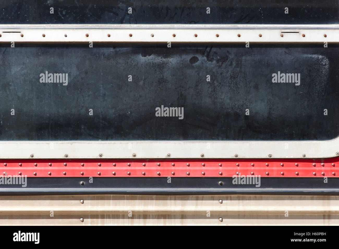Antique train window with worn parts in horizontal format Stock Photo ...