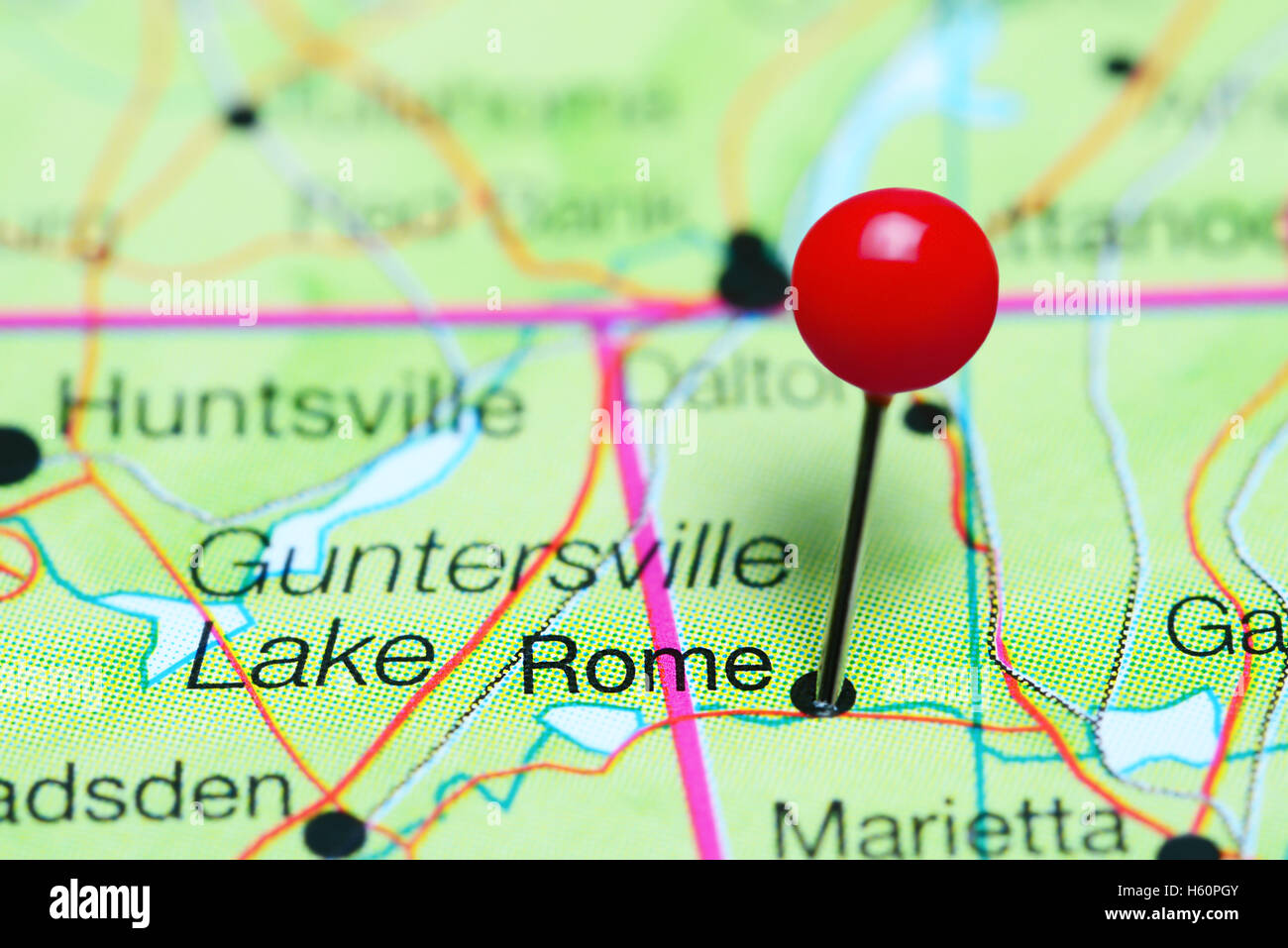 Rome pinned on a map of Georgia, USA Stock Photo - Alamy